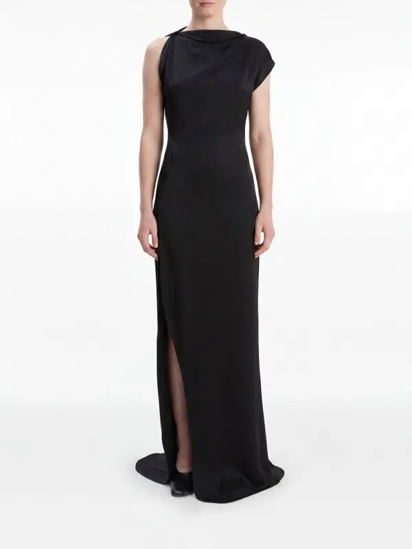 Victoria Beckham One-shoulder Crêpe Evening Gown With Slit - Black