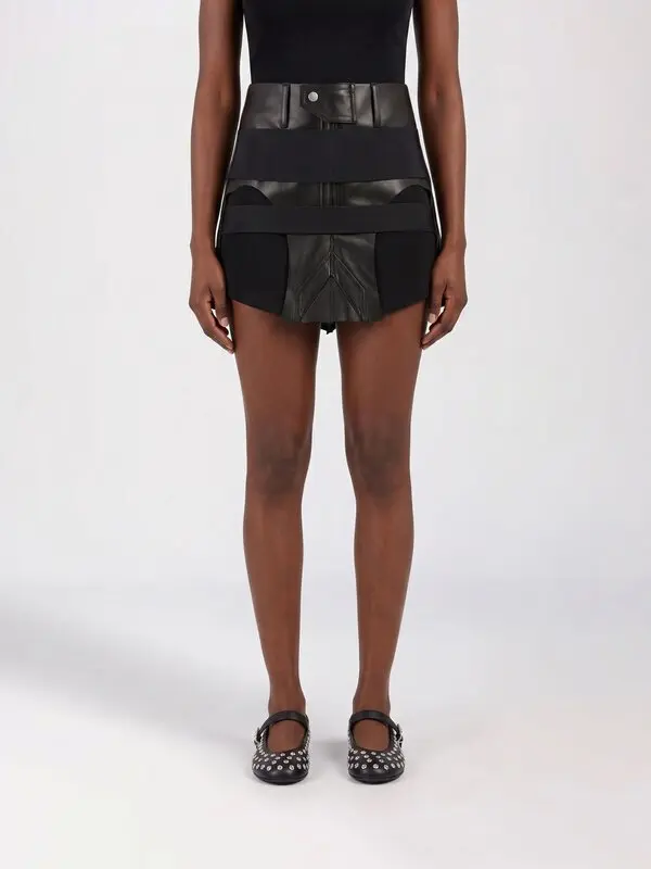 Rick Owens High-waisted V-hem Leather Mini Pencil Skirt