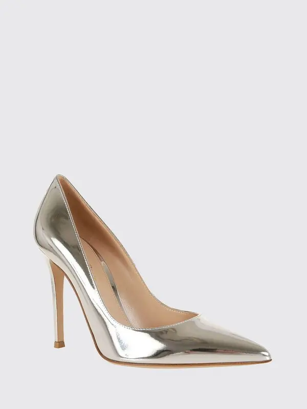 GIANVITO ROSSI Metallic Pointed Toe Stiletto Pumps - Silver