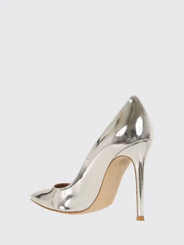 GIANVITO ROSSI Metallic Pointed Toe Stiletto Pumps - Silver