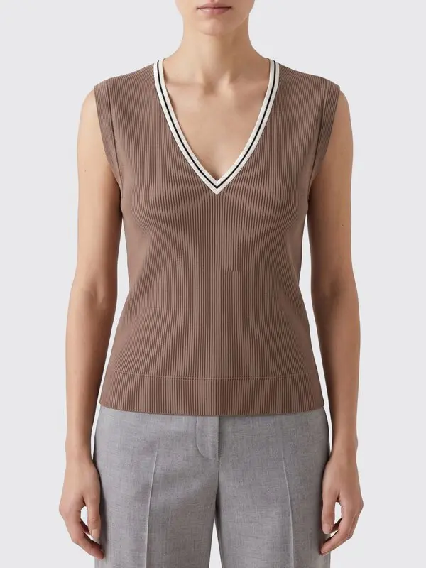 Brunello Cucinelli V-neck Ribbed Top