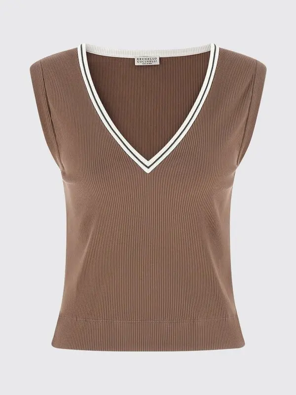 Brunello Cucinelli V-neck Ribbed Top