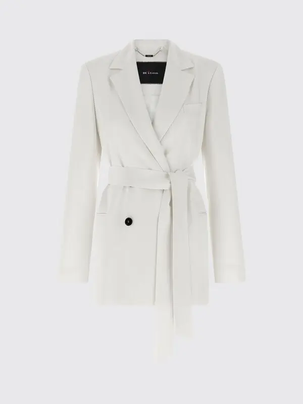 Kiton Belted Double-breasted Blazer - White