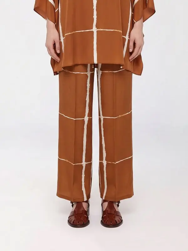 Kiton Printed Silk Palazzo Trousers