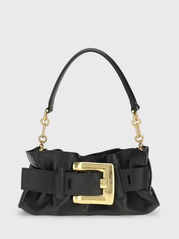 Balmain Leather Shoulder Bag With Gold-tone Buckle