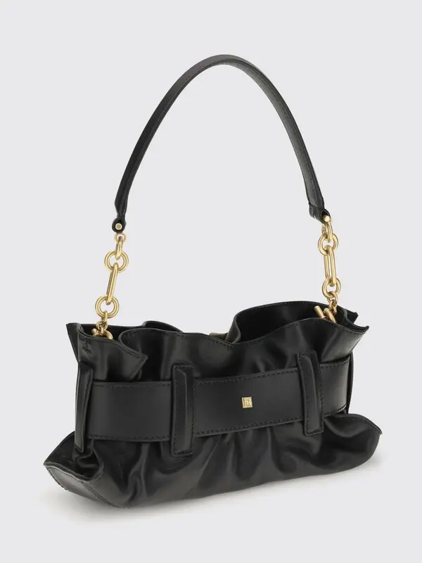 Balmain Leather Shoulder Bag With Gold-tone Buckle