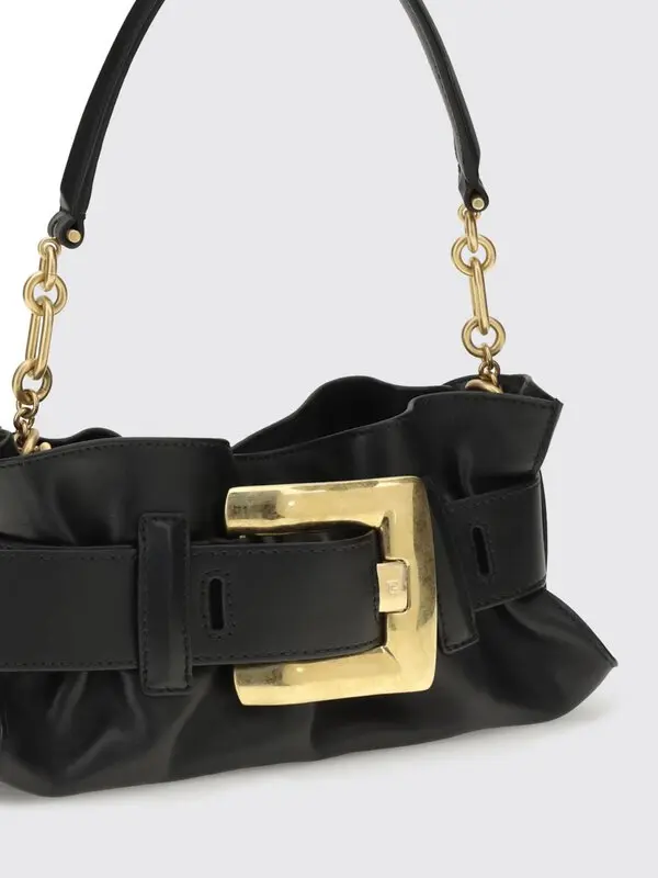 Balmain Leather Shoulder Bag With Gold-tone Buckle