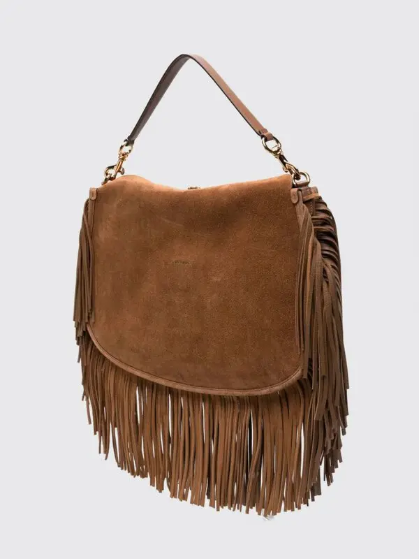 Etro Suede Shoulder Bag With Fringe Detail - Brown