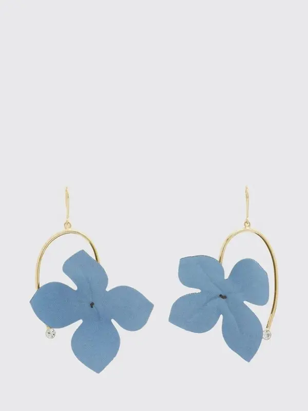 Marni Brass Flower Pendant Earrings - Blue