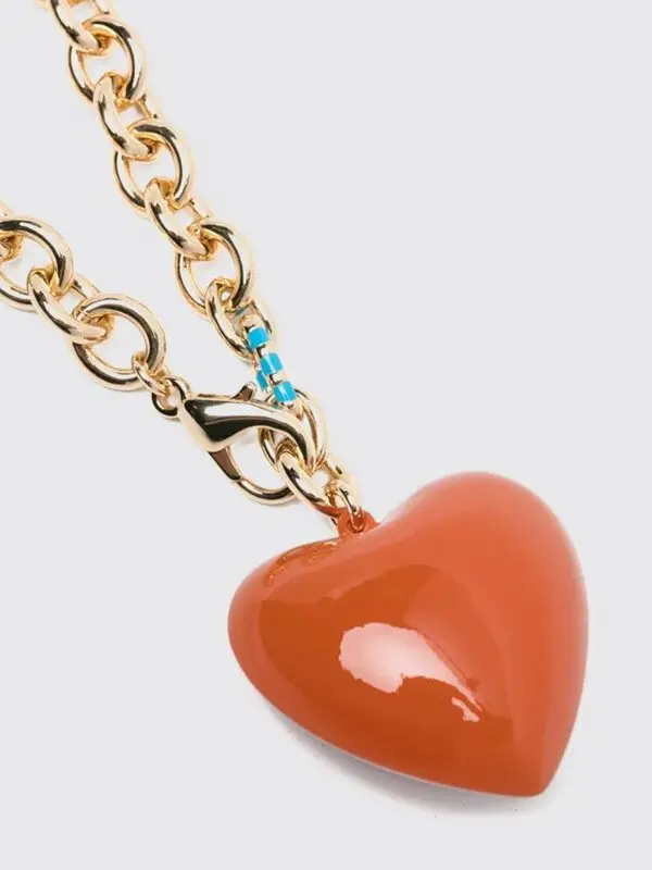 ROXANNE ASSOULIN Brass Choker Necklace With Enamel Heart Charm - Red