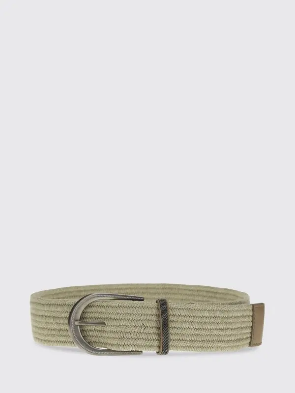 Brunello Cucinelli Woven Linen Blend Belt With Monili