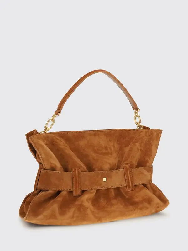 Balmain Mini Gathered Suede Bag - Brown