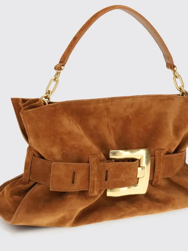 Balmain Mini Gathered Suede Bag - Brown