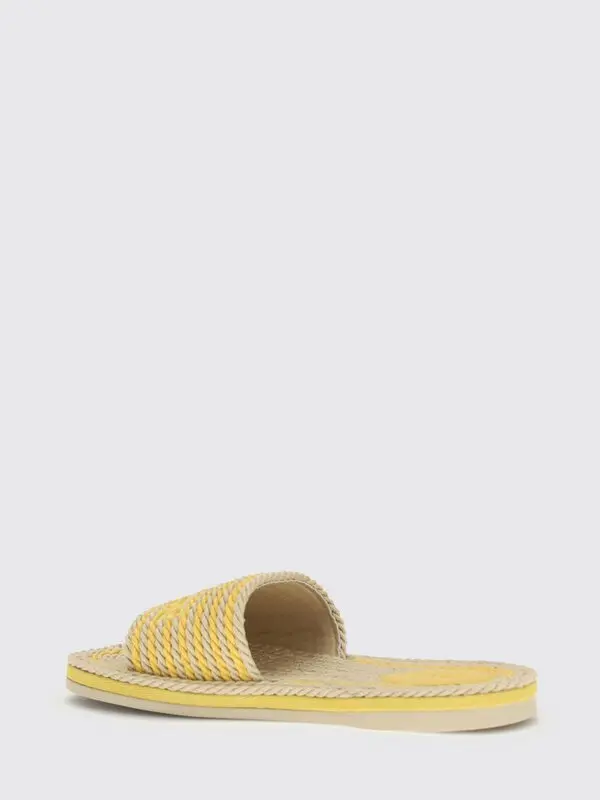Chloé Striped Woven Raffia Slides - Honey