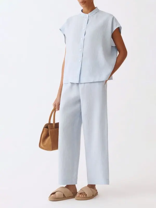 Fabiana Filippi Mandarin Collar Shirt - Gnawed Blue