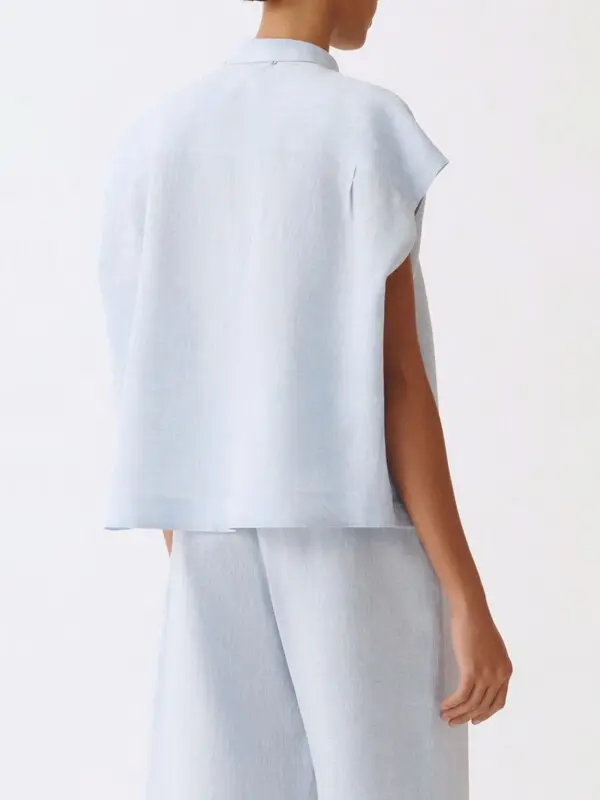 Fabiana Filippi Mandarin Collar Shirt - Gnawed Blue