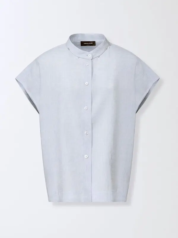 Fabiana Filippi Mandarin Collar Shirt - Gnawed Blue