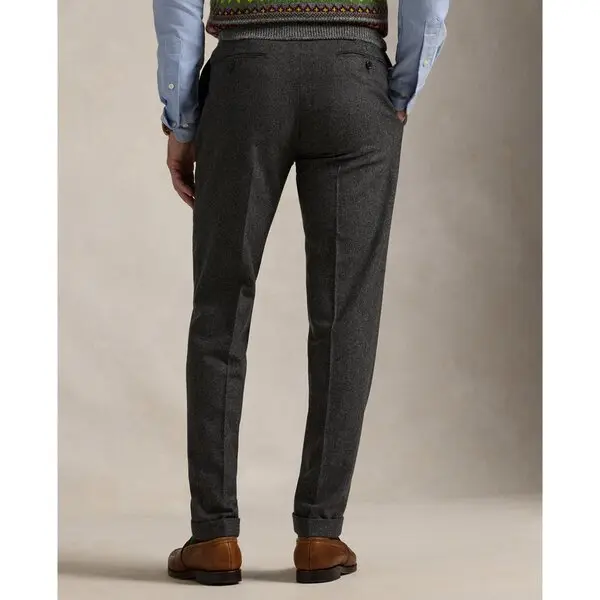 Ralph Lauren Pleated Wool Flannel Trousers - Medium Grey