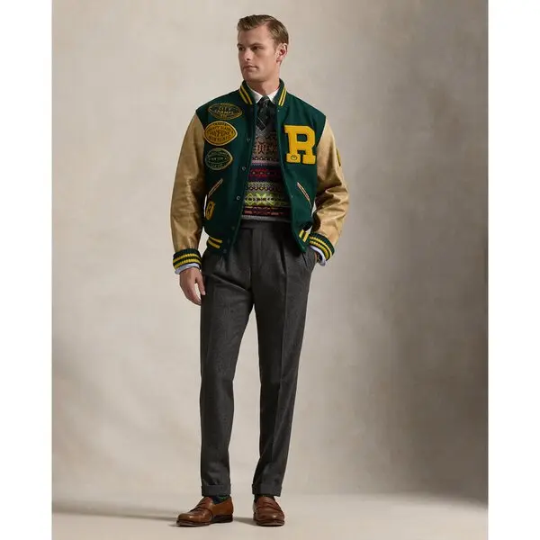 Ralph Lauren Pleated Wool Flannel Trousers - Medium Grey