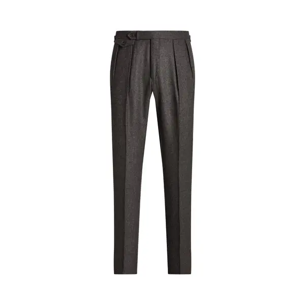 Ralph Lauren Pleated Wool Flannel Trousers - Medium Grey