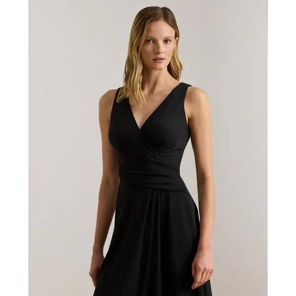 Ralph Lauren Sleeveless Jersey Surplice Dress