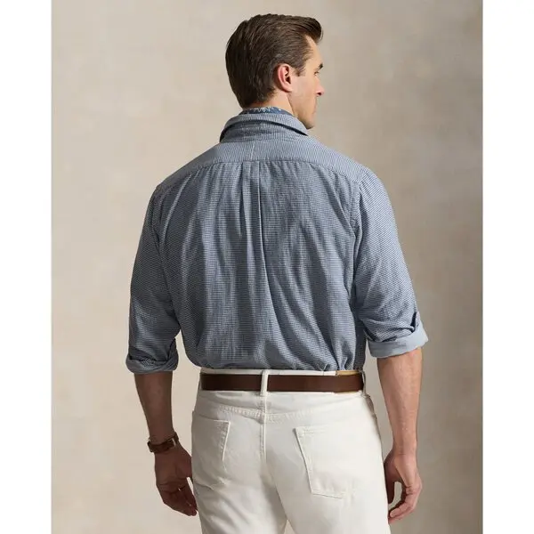 Ralph Lauren Plaid Double-faced Oxford Shirt - Blue Cream