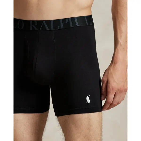 Ralph Lauren Stretch Cotton Boxer Brief 3-pack - Black/greys