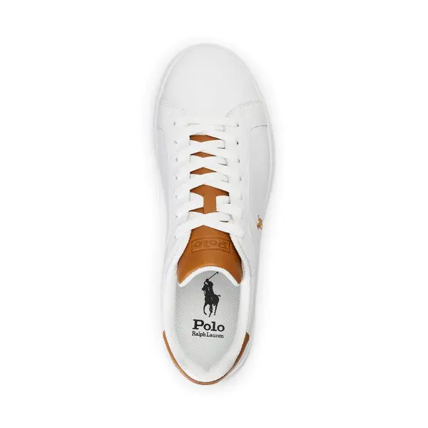 Ralph Lauren Heritage Court Ii Leather Sneaker - White/tan