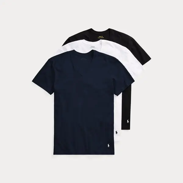 Ralph Lauren Classic Fit Wicking V-neck 3-pack - Navy/white/black