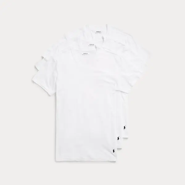 Ralph Lauren Classic Fit Wicking V-neck 3-pack - White