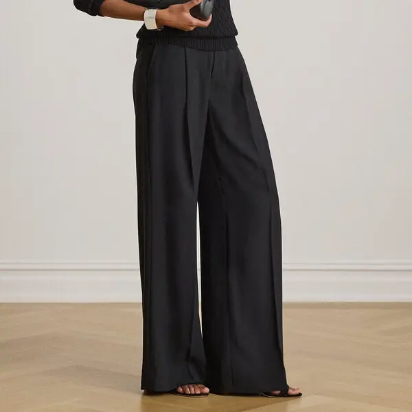 Ralph Lauren Double-faced Georgette Wide-leg Pant - Black