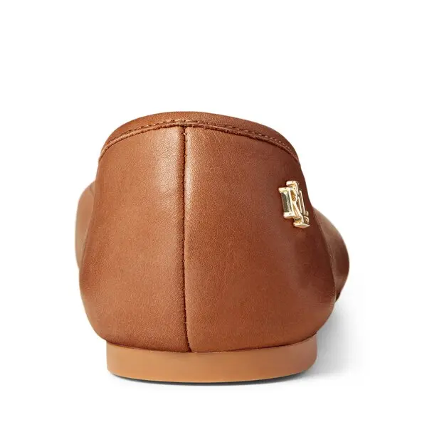 Ralph Lauren Jayna Nappa Leather Flat - Deep Saddle Tan