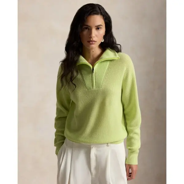 Ralph Lauren Rib-knit Cashmere Half-zip Sweater