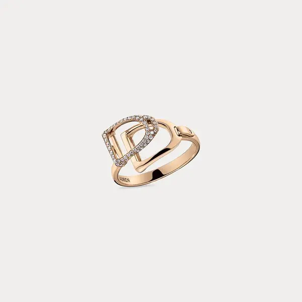 Ralph Lauren Pavé Diamond Double-stirrup Ring - Rose Gold With Diamonds