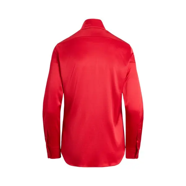 Ralph Lauren Cameron Straight Fit Silk Shirt - Bright Red