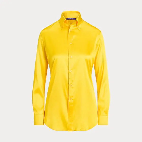 Ralph Lauren Cameron Straight Fit Silk Shirt - Racing Yellow