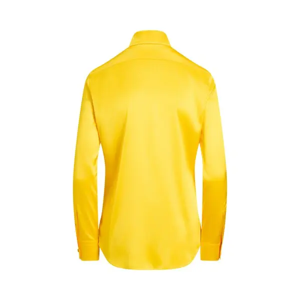 Ralph Lauren Cameron Straight Fit Silk Shirt - Racing Yellow