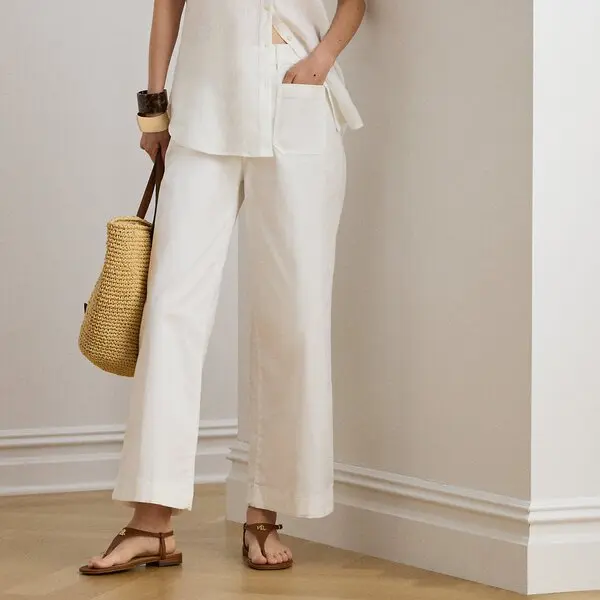 Ralph Lauren Stretch Chino Wide-leg Cropped Pant - White