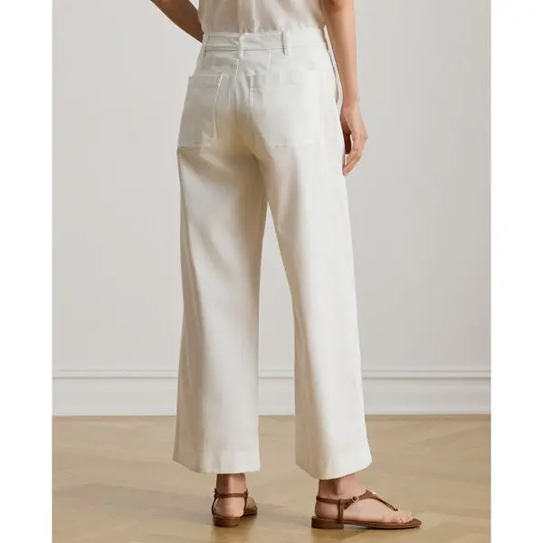 Ralph Lauren Stretch Chino Wide-leg Cropped Pant - White