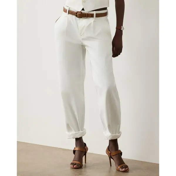 Ralph Lauren Fallon Pleated Cotton Chino Pant - White
