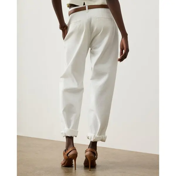 Ralph Lauren Fallon Pleated Cotton Chino Pant - White