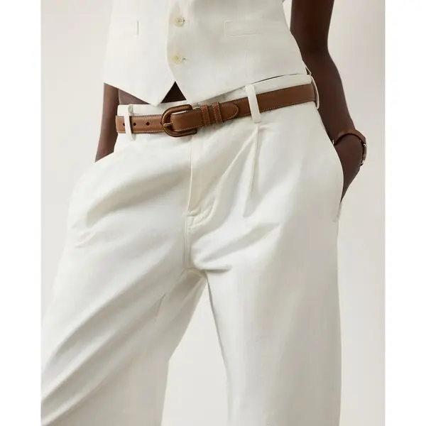 Ralph Lauren Fallon Pleated Cotton Chino Pant - White