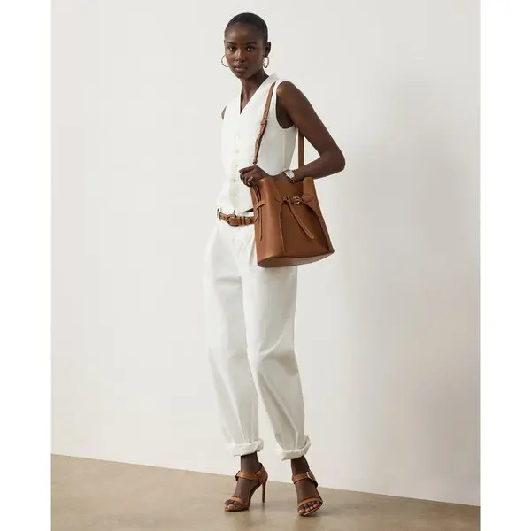 Ralph Lauren Fallon Pleated Cotton Chino Pant - White