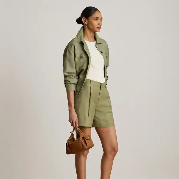 Ralph Lauren Pleated Linen-blend Twill Shorts