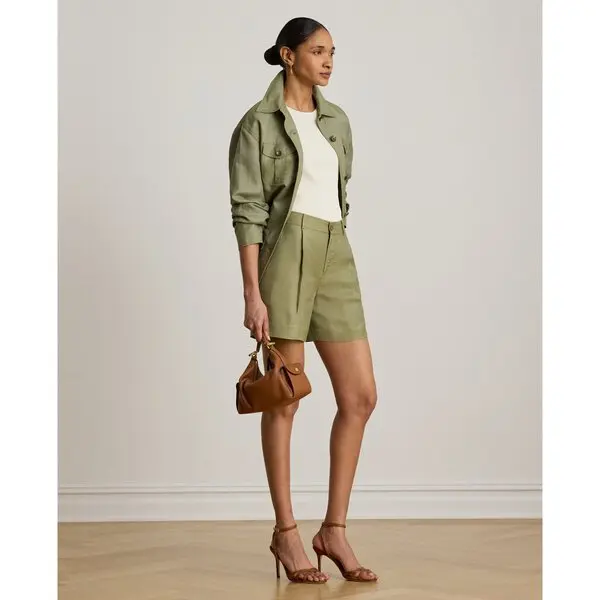 Ralph Lauren Pleated Linen-blend Twill Shorts