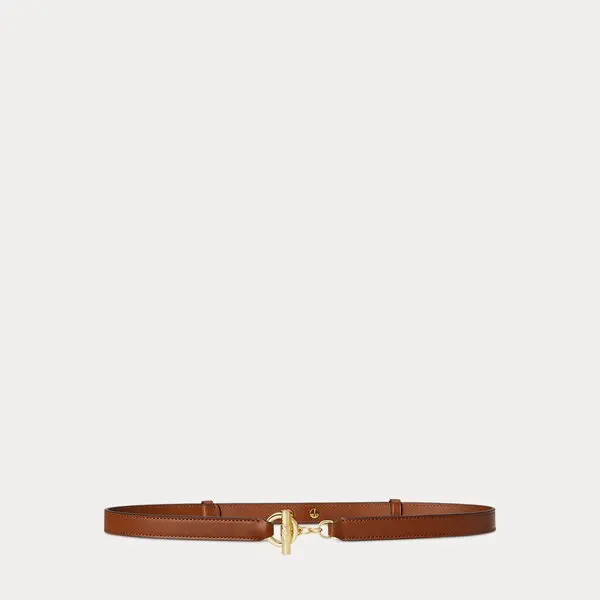 Ralph Lauren Leather Toggle Skinny Belt - Lauren Tan