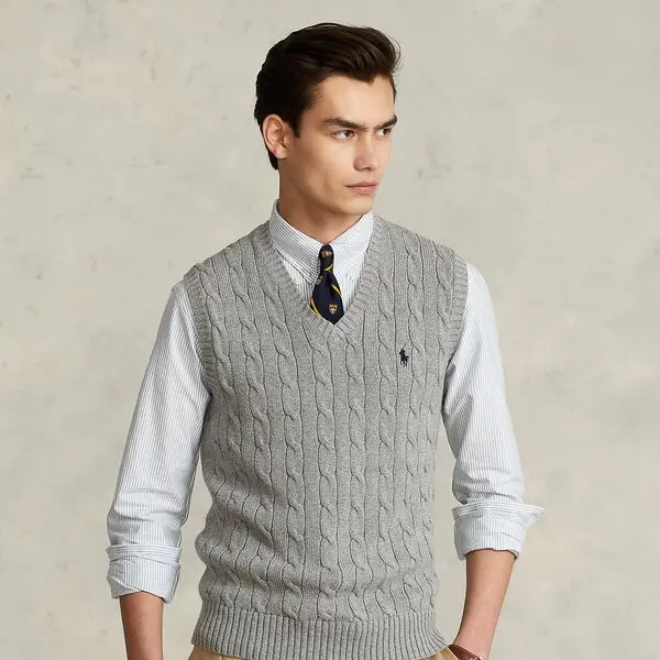 Ralph Lauren Cable-knit Cotton Sweater Vest - Hunter Navy
