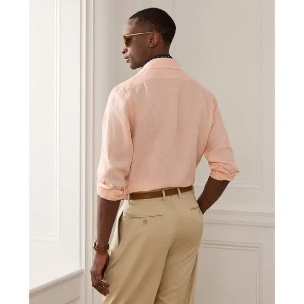 Ralph Lauren Houndstooth Linen Shirt - Melon