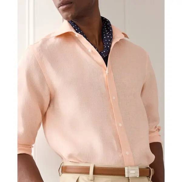 Ralph Lauren Houndstooth Linen Shirt - Melon