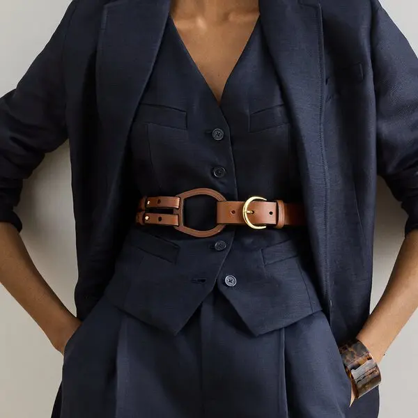 Ralph Lauren Tri-strap Leather Belt - Cuoio